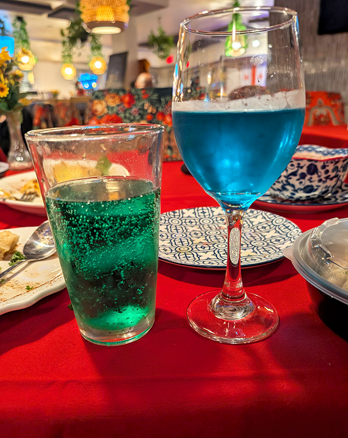 Tarragon lemonade meets blue wine in a pairing that's as adventurous as it sounds.