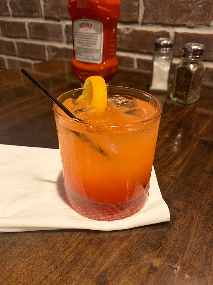 A sunset in a glass &ndash; this tequila sunrise cocktail provides liquid courage before tackling that massive menu.