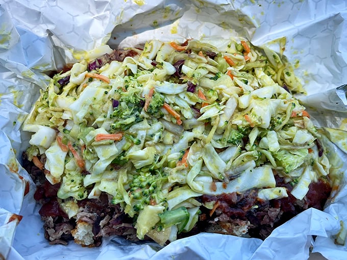 The Texas Crippler isn't just a sandwich &ndash; it's a glorious mountain of meat and slaw that requires both strategy and napkins to conquer. 