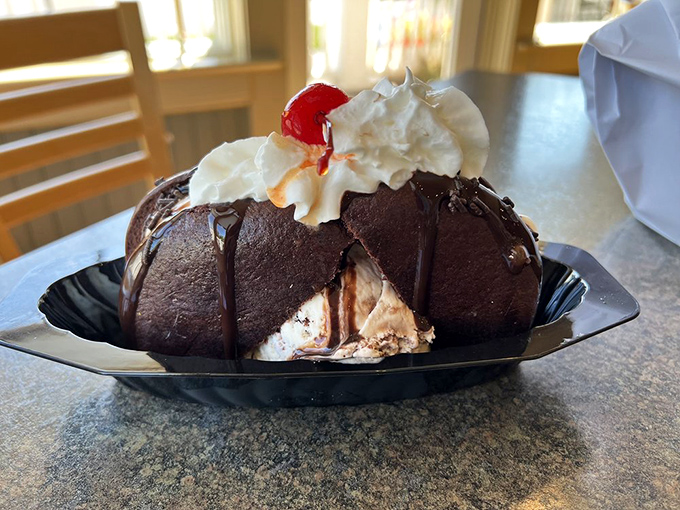 The ice cream sundae that launched a thousand diets&mdash;and was worth breaking every single one. That chocolate dome is basically Willy Wonka's summer home.