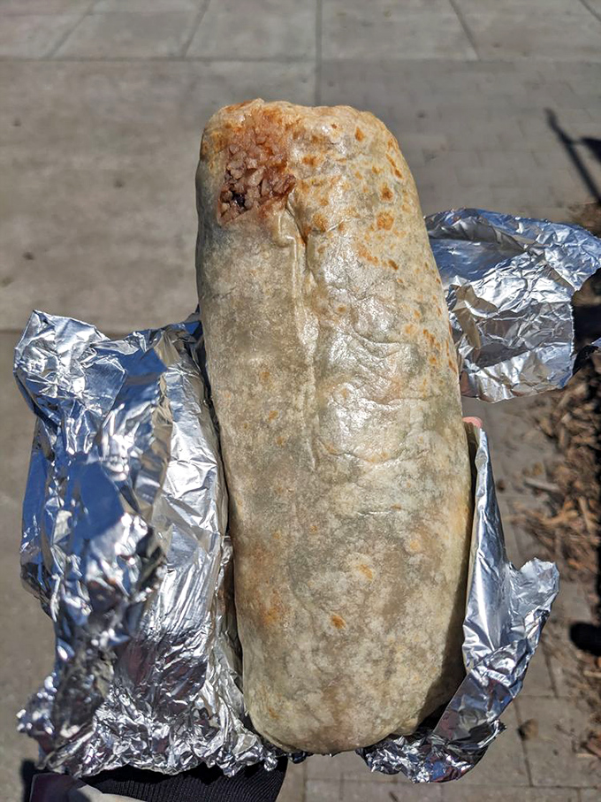 The burrito&mdash;California's contribution to culinary greatness&mdash;wrapped in foil like the precious gift to humanity that it truly is.