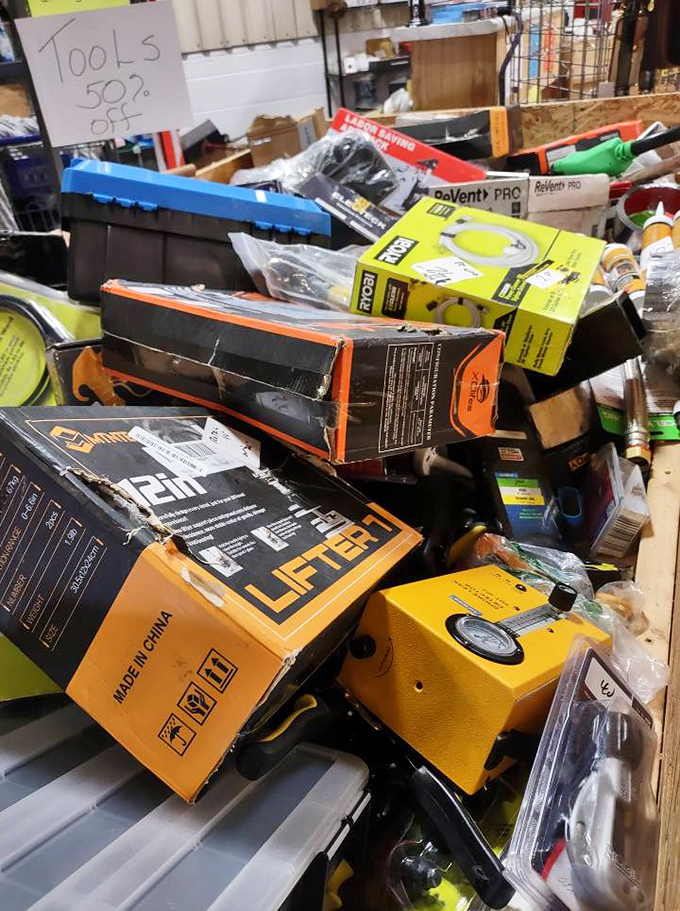 Tools of every trade imaginable, ready to fix everything except your inability to resist a bargain.