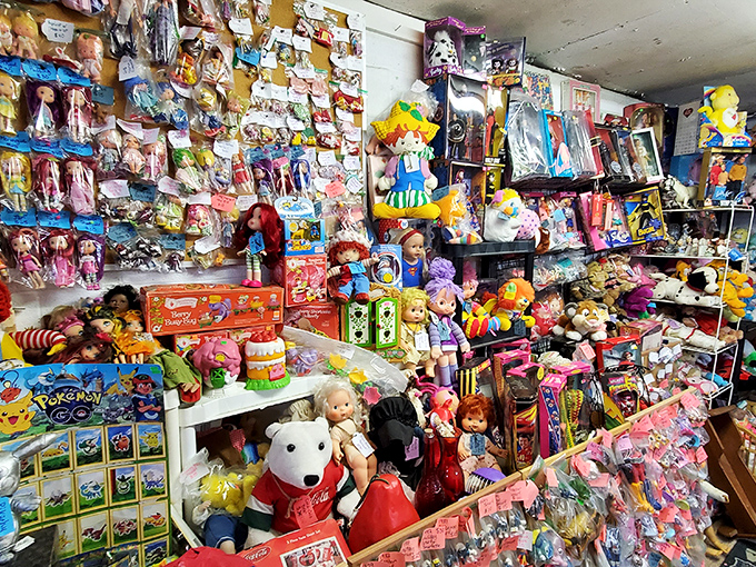 Childhood nostalgia by the square foot. This toy vendor has created what looks like the fever dream of an 8-year-old with unlimited allowance.