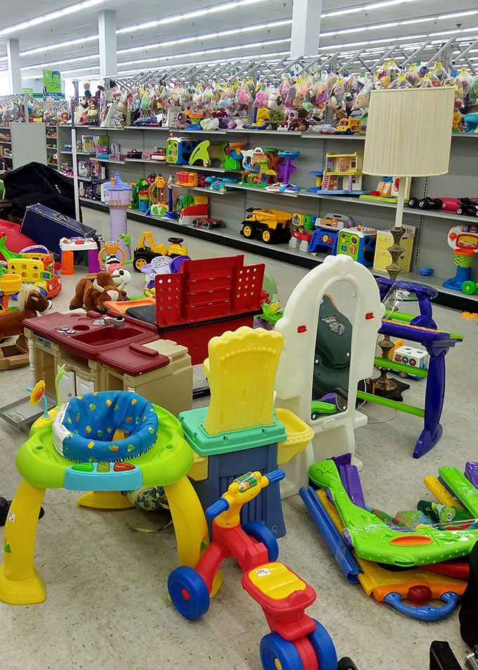 Toy wonderland where childhood dreams get a second chance. That Fisher-Price garage you coveted in 1985? It's probably here.