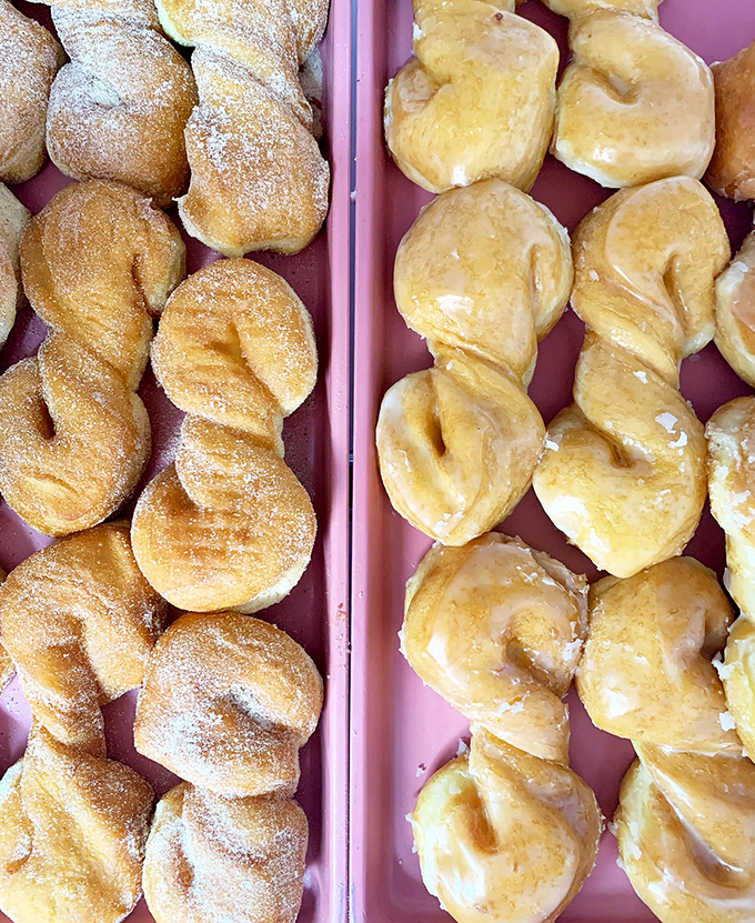Twisted donuts that prove sometimes the best things in life take a turn. The extra surface area is just more room for that perfect glaze.