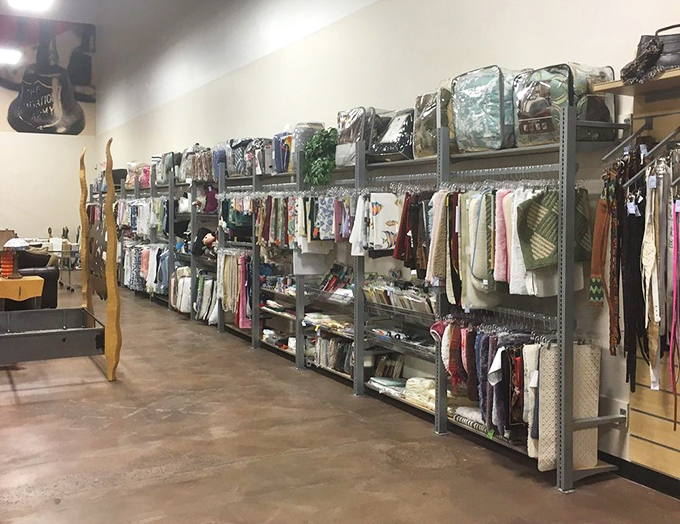 Retail therapy meets archaeological dig. These shelves of linens and homewares are like stratified layers of Arizona's domestic history, neatly folded and color-coded.