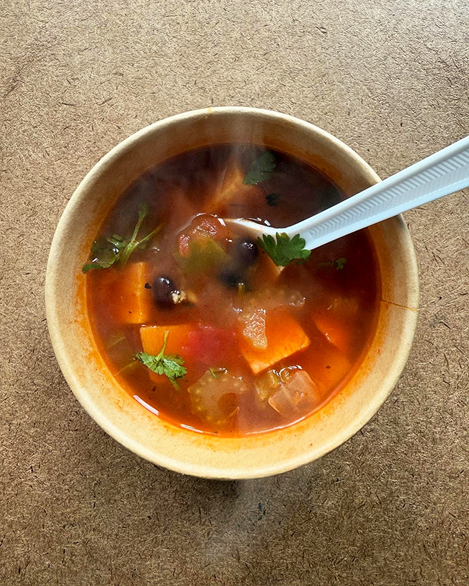 A soup that demands respect – hearty vegetables swimming in rich broth that could make even the most dedicated sandwich purist temporarily switch allegiances.