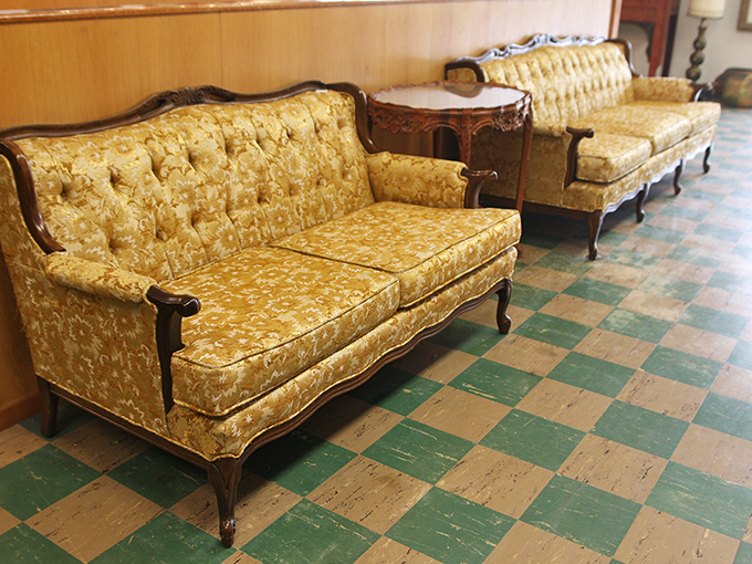 Golden velvet sofas that would make Austin Powers snap his fingers in approval. Groovy, baby, and surprisingly perfect for your modern living room.