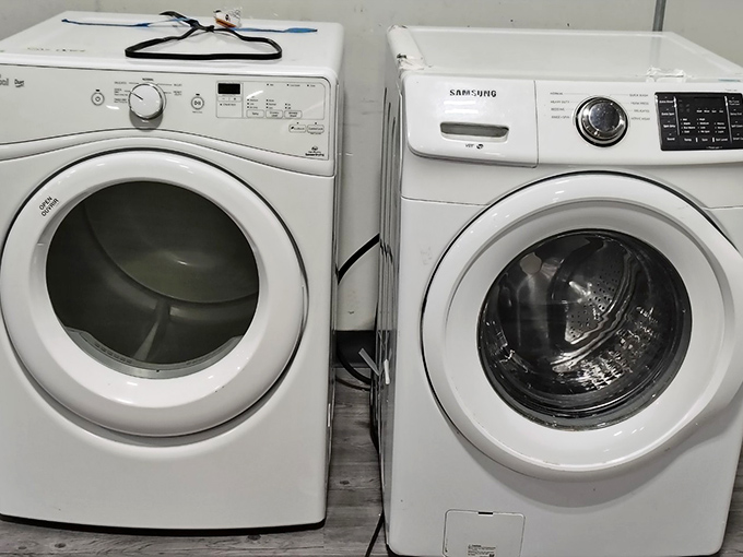 Modern appliances await their next performance. These pristine washers could transform laundry day from dreaded chore to "look how much I saved" bragging rights.