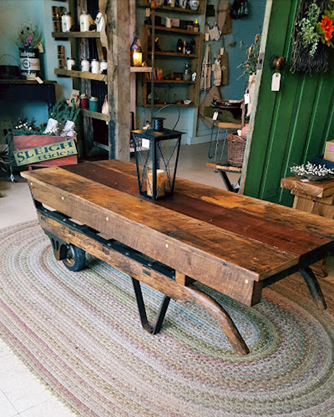 Who needs a boring coffee table when you can park this wheeled wonder in your living room? Rustic industrial before it was cool.