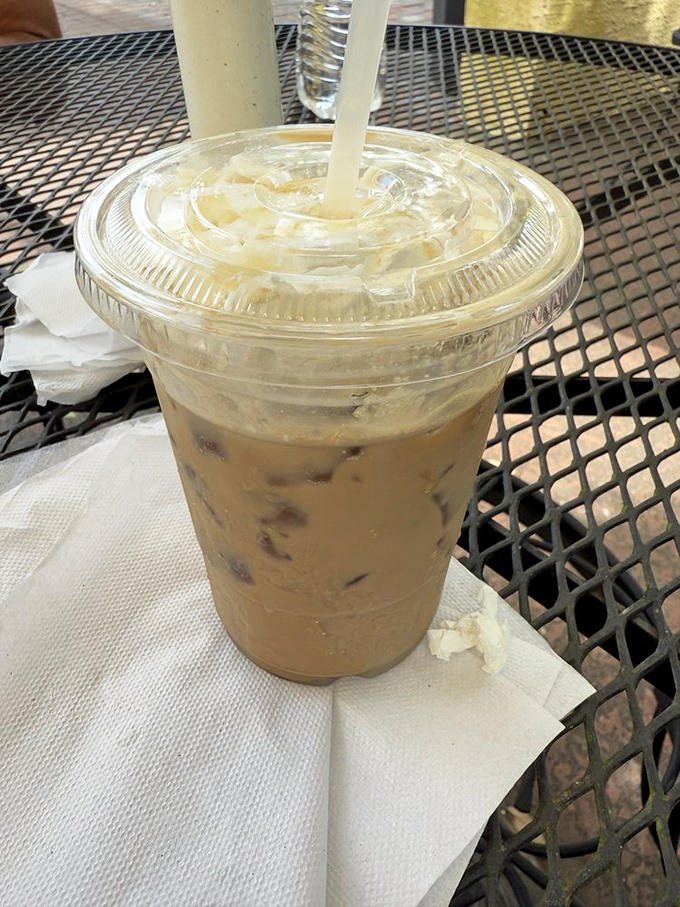 Iced white mocha that's smooth enough to make you forget Florida's heat while savoring European coffeehouse culture.
