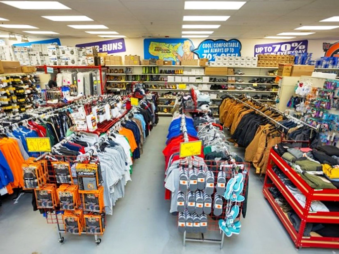 The clothing section: where fashion meets function in a beautiful dance of affordability. Like a well-dressed relative who always knows where the deals are.