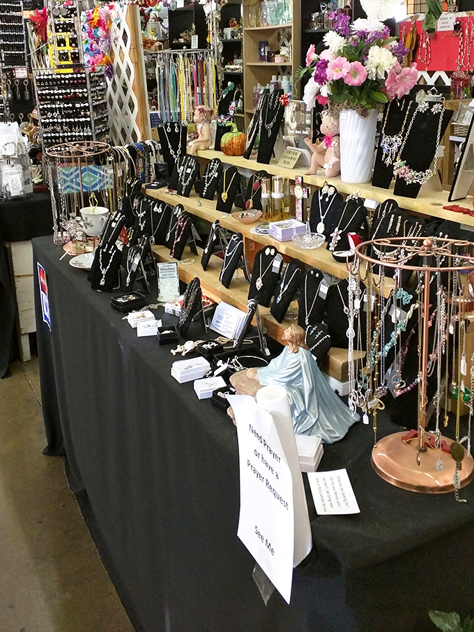 Jewelry display that sparkles with possibility. Each necklace tells a different story, waiting for the right person to continue its journey.