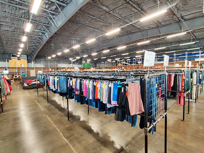 A rainbow of clothing possibilities stretches to the horizon, organized so meticulously it would make Marie Kondo weep with joy.