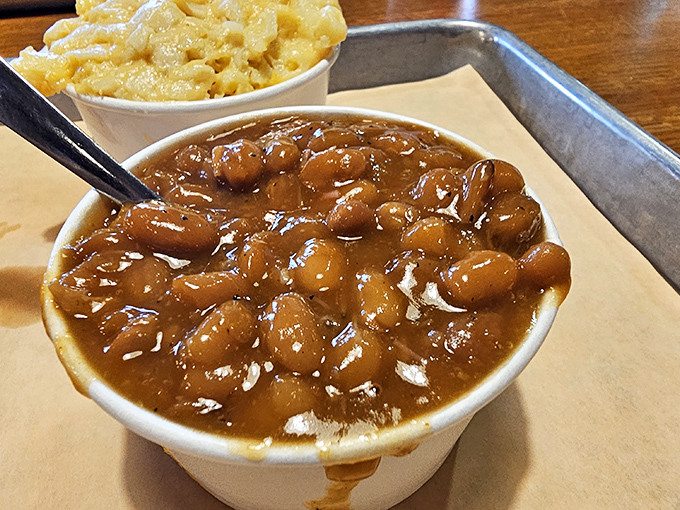 These beans have clearly been hanging out with bits of meat all day, absorbing stories and flavors in equal measure.