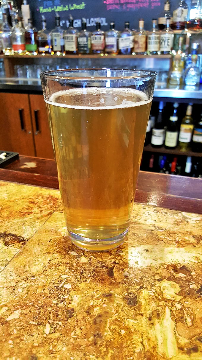 A perfectly poured pint catching the light like liquid gold. Beer this inviting deserves its own Instagram account.