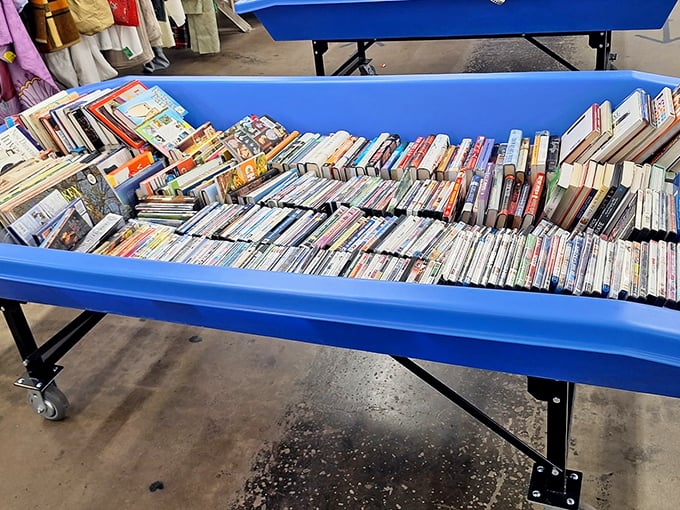 Literary treasures await in these blue bins &ndash; paperback adventures for a dollar and hardcover wisdom for less than your morning latte.