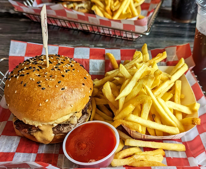 This isn't just a burger &ndash; it's what happens when beef and bun have a perfect day together. Those fries? Loyal sidekicks.
