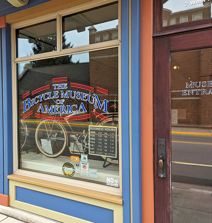 The museum's welcoming storefront invites visitors to step back in time and discover America's two-wheeled heritage six days a week.