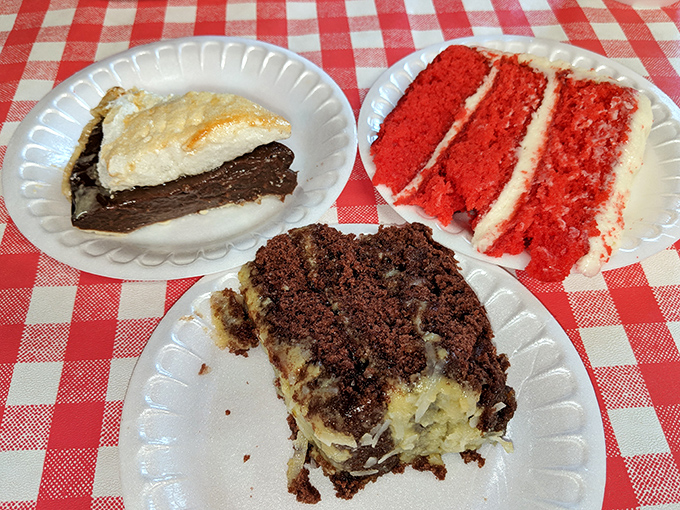 Desserts that grandmothers everywhere would approve of. That chocolate cake isn't trying to be trendy—it's trying to make you happy, and succeeding.