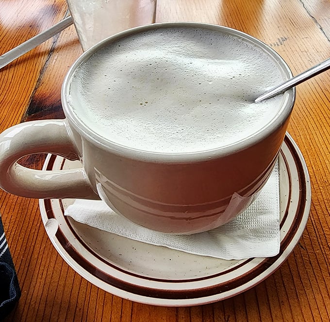 The cappuccino comes with the perfect foam-to-coffee ratio. It's the kind of morning companion that never interrupts your thoughts.