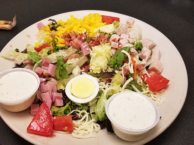 Even the salads at Oscar's don't mess around. This chef's salad is what happens when vegetables decide to throw a party and invite all their protein friends.