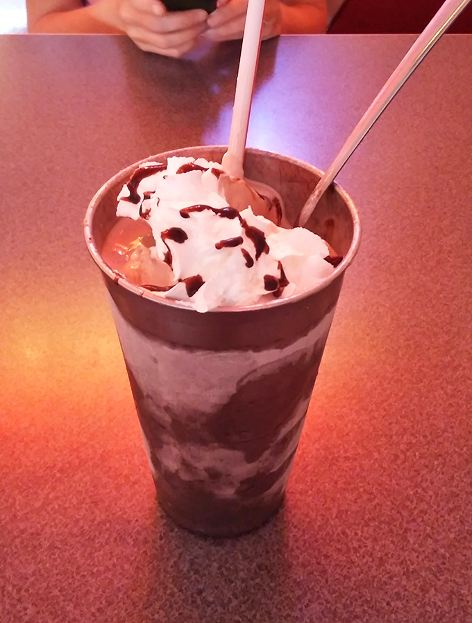 A chocolate milkshake so thick it fights the straw to a standstill. This isn't a drink&mdash;it's dessert with aspirations.