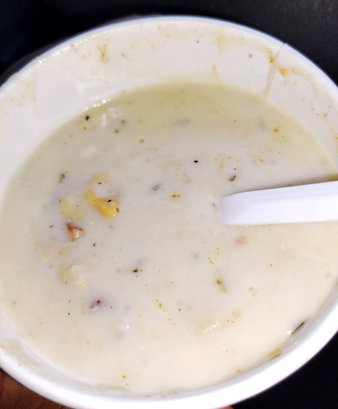 Clam chowder thick enough to float a spoon, creamy enough to make New England jealous.