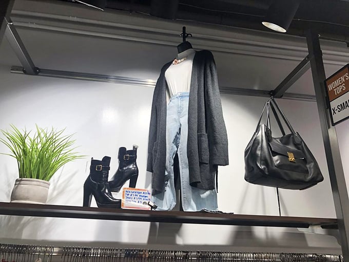 Mannequin styling that could rival department stores, proving secondhand shopping is less "making do" and more "making statements."