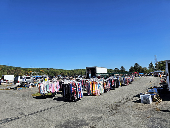 Rack after colorful rack of possibilities&mdash;the Circle's flea market offers everything from vintage finds to brand-new bargains.