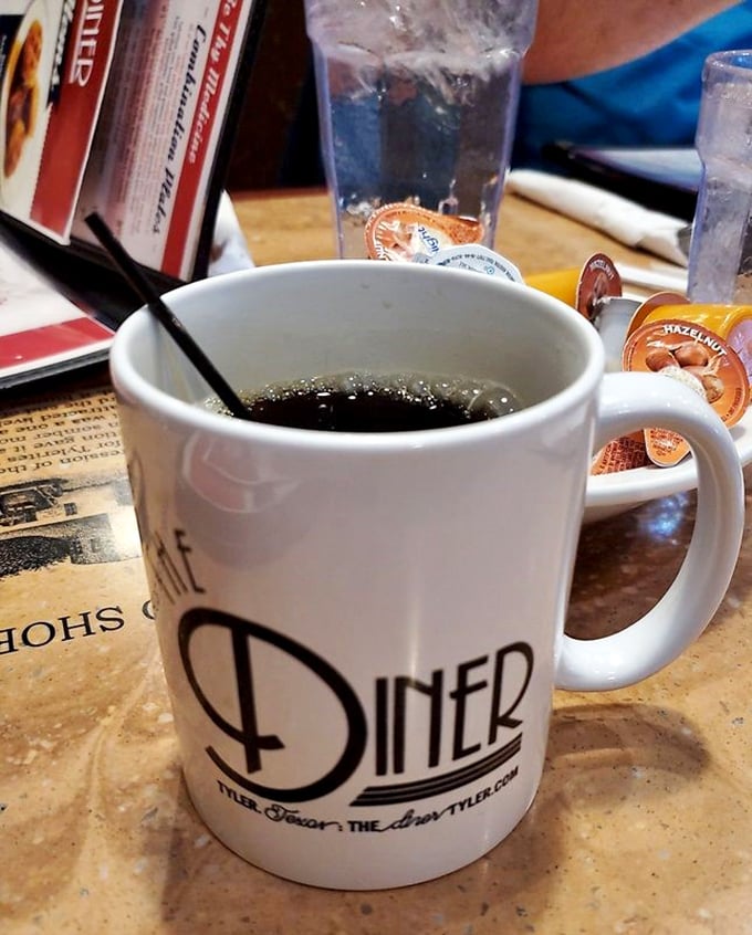 The Diner's branded mug promises coffee that actually tastes like it was brewed by people who care.