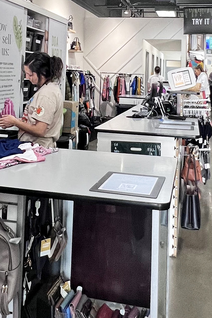 Modern checkout counters dispel any notion that secondhand means outdated—this is retail recycling for the digital age.