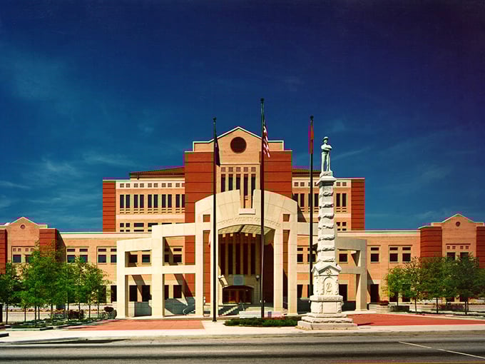 The courthouse anchors downtown with the kind of dignified presence that commands respect without demanding attention.