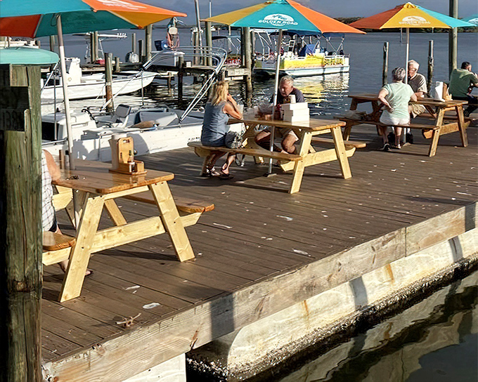 Waterfront dining where your table neighbors might include pelicans and passing boats. Million-dollar views without the markup.