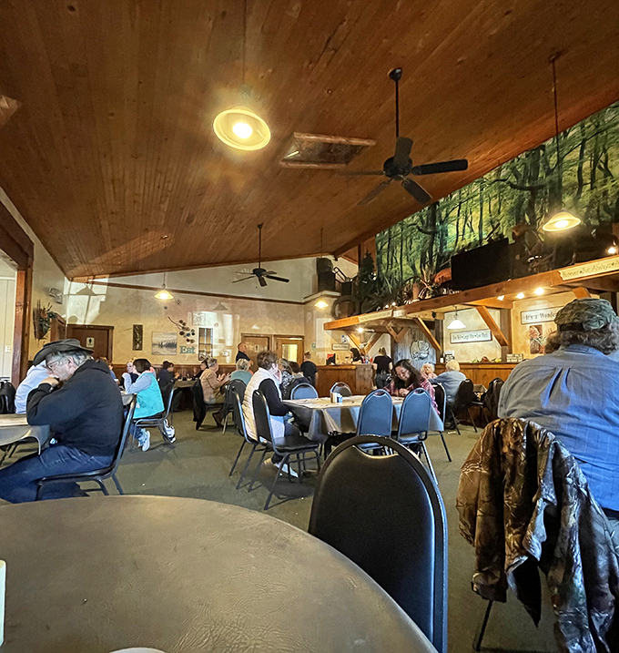 Happy diners settling in for the kind of meal that turns strangers into friends over shared satisfaction.