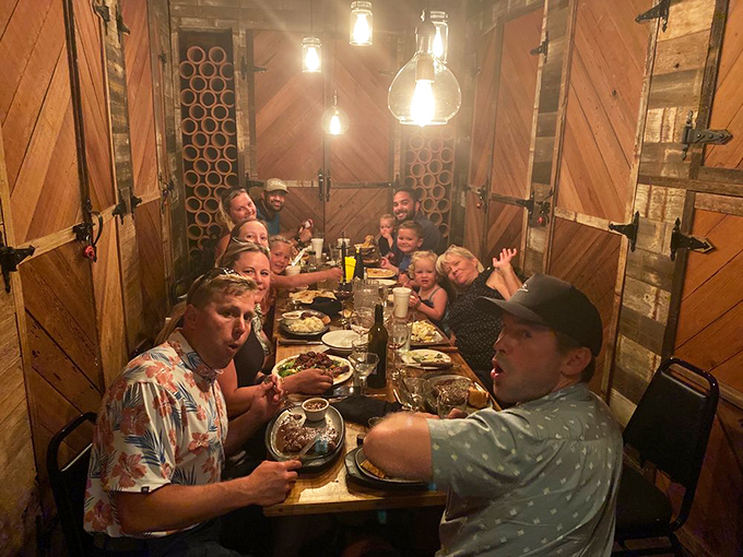 Happy diners discovering that sometimes the best meals happen in the most unexpected canyon hideaways.