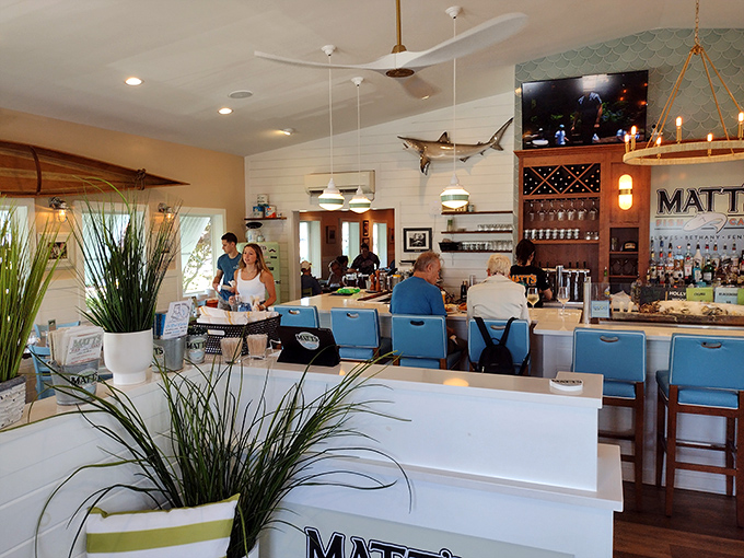 The bar area&mdash;where locals swap fishing tales and visitors quickly become regulars, all under the watchful eye of a mounted marlin.