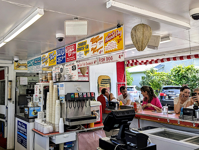 Where conversations happen face-to-face instead of through screens. Generations of families have celebrated summer at this counter since Eisenhower was president.