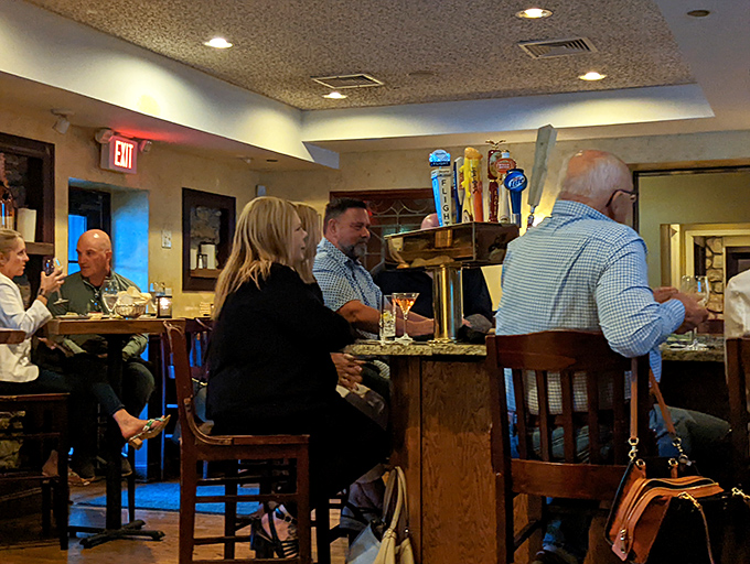 The bar area hums with that perfect energy&mdash;where strangers become friends and "just one drink" turns into dinner plans.