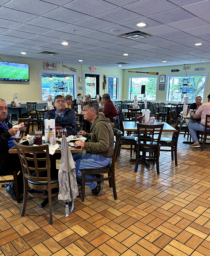 Where locals gather to debate football, politics, and whether hushpuppies should be considered their own food group.