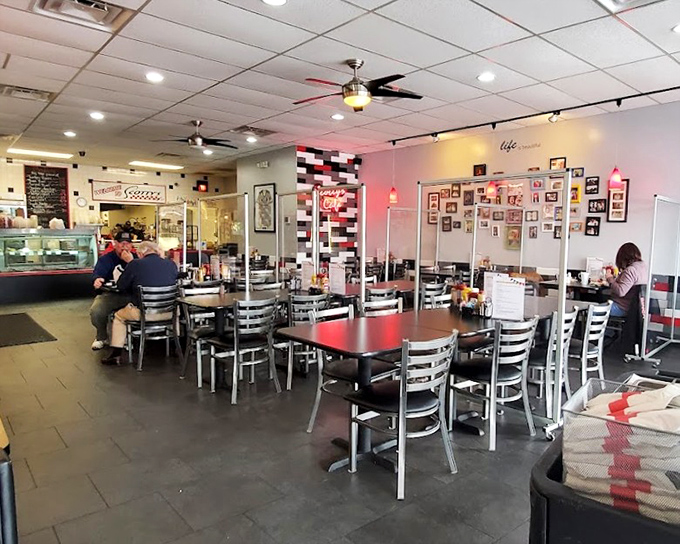 Where Columbus locals gather for good food and conversation. Notice the lack of people staring at phones&mdash;they're too busy enjoying their meals.
