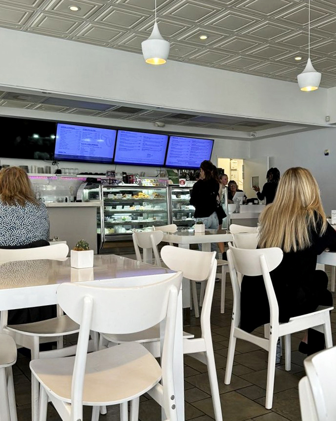 The dining room feels like stepping into a Swedish design magazine&mdash;bright, airy, and impossibly clean. Even the light fixtures look like they're smiling.