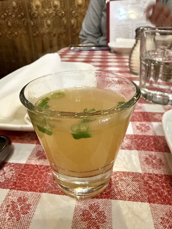 The complimentary clam juice &ndash; a tradition that separates the tourists from the regulars. Add lemon, maybe a dash of hot sauce, and embrace the briny welcome.