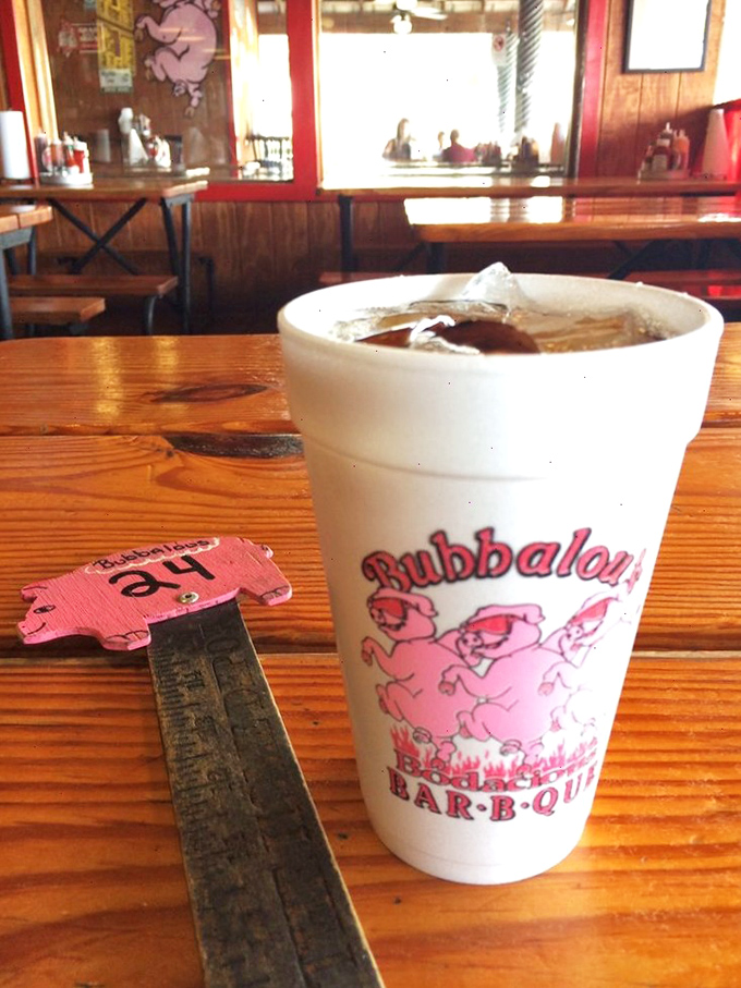 The iconic Bubbalou's cup and table marker&mdash;simple pleasures that signal the imminent arrival of meat-based happiness to your table.