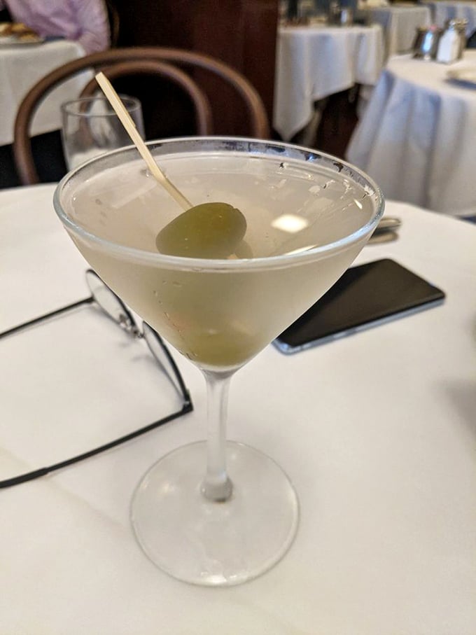 A martini so classic and pristine it makes you want to speak in black and white. Three olives&mdash;nature's way of saying "slow down and savor."