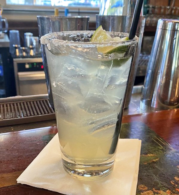 A margarita with salt-rimmed precision &ndash; because nothing complements seafood better than a drink that tastes like a vacation.
