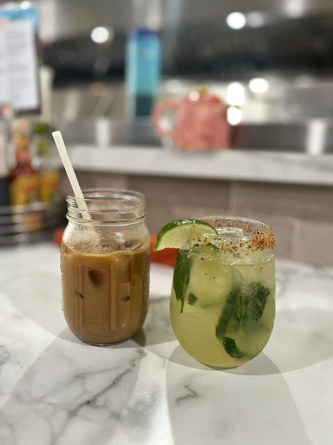 Left: Coffee that makes fancy caf&eacute; concoctions seem silly. Right: A cucumber-lime refresher that's basically summer in a glass with a spicy rim. 