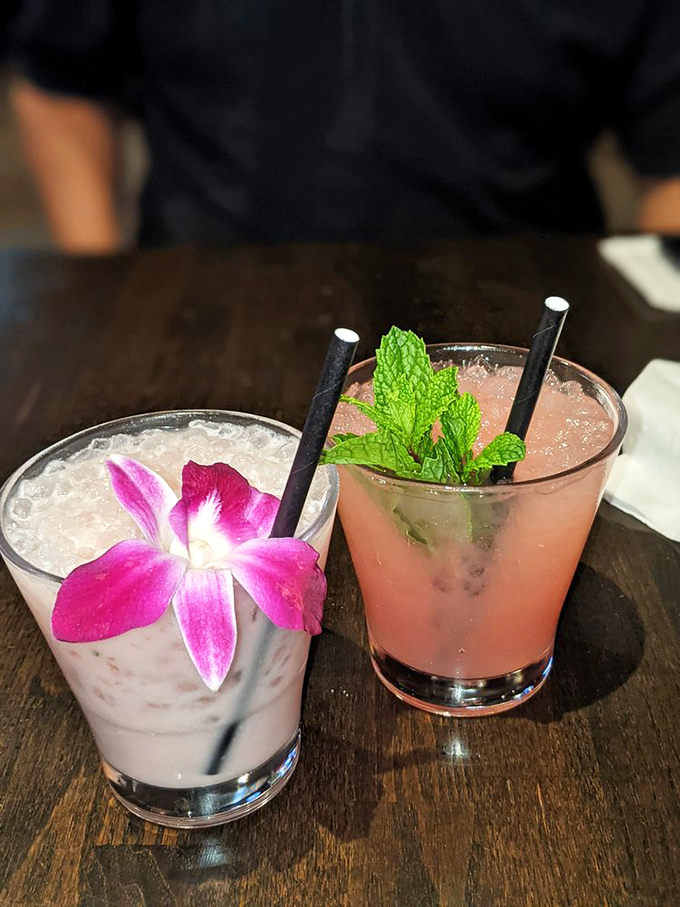 Craft cocktails with tropical garnishes prove that even barbecue joints can have sophisticated drinking game.