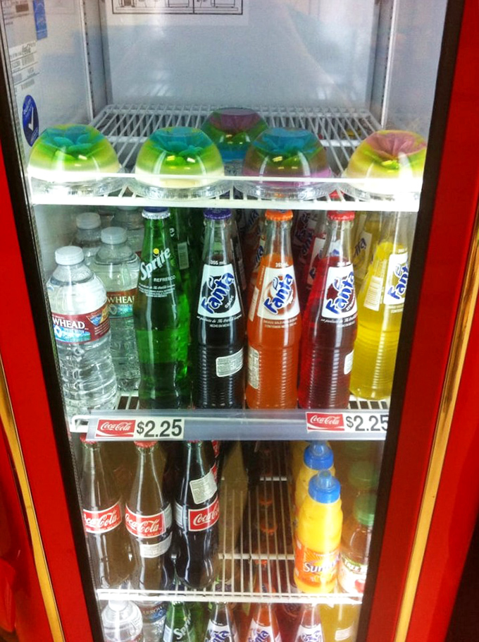 The beverage cooler&mdash;a colorful oasis of Mexican sodas that makes you wonder why we ever settled for ordinary cola.