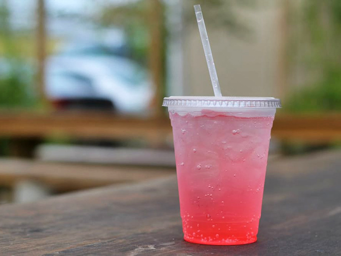 Even the drinks here are photogenic&mdash;this vibrant pink refresher looks like summer in a cup, ready to wash down biscuit perfection.